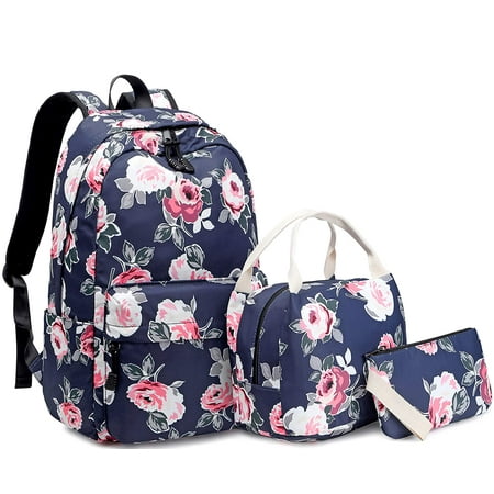 Girls Backpack Set Flowers School Backpack Daypack Women Teenagers ...