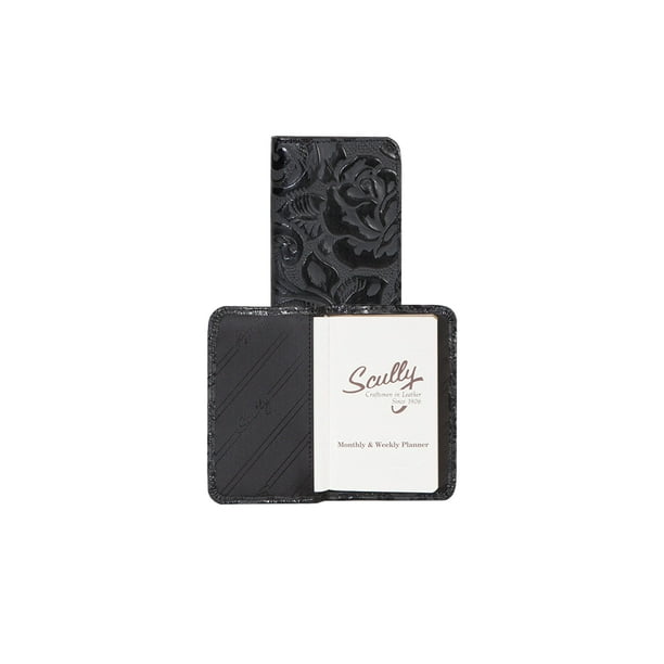 Scully Leather Black New Tooled Leather Personal Weekly Planner ...