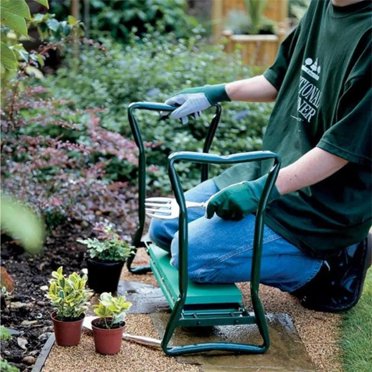 Expert Gardener Folding Gardening Stool with Detachable Tote, Blue Cove ...