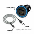 onn. Dual-Port Car Charging Kit with Lightning to USB Cable, Black ...