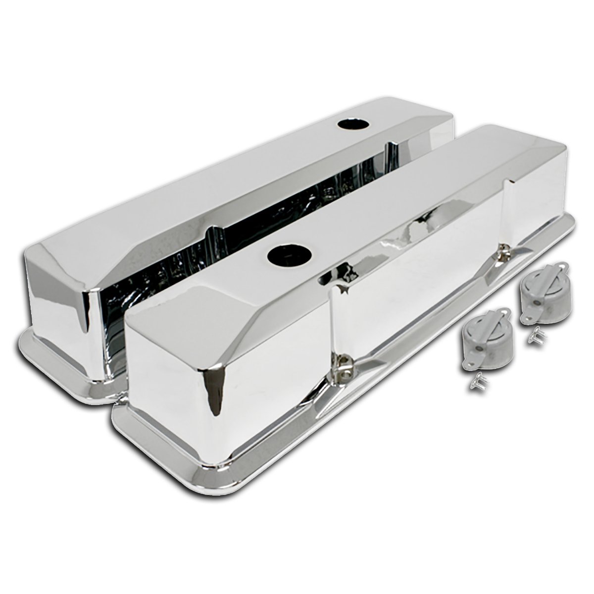 1958-86 Chevy Small Block Tall Polished Aluminum Recessed Valve Covers ...