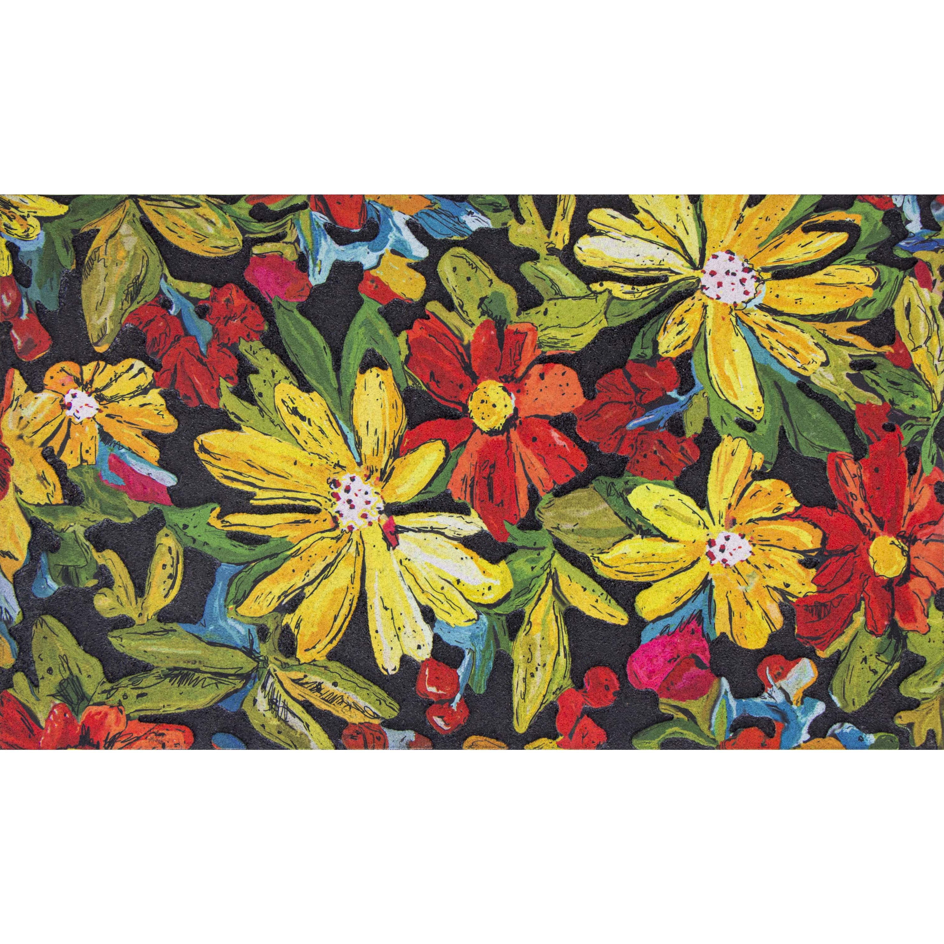 Mainstays Masterpiece Cottage Floral Flocked Fiber Doormat, 1.5' x 2.5 ...
