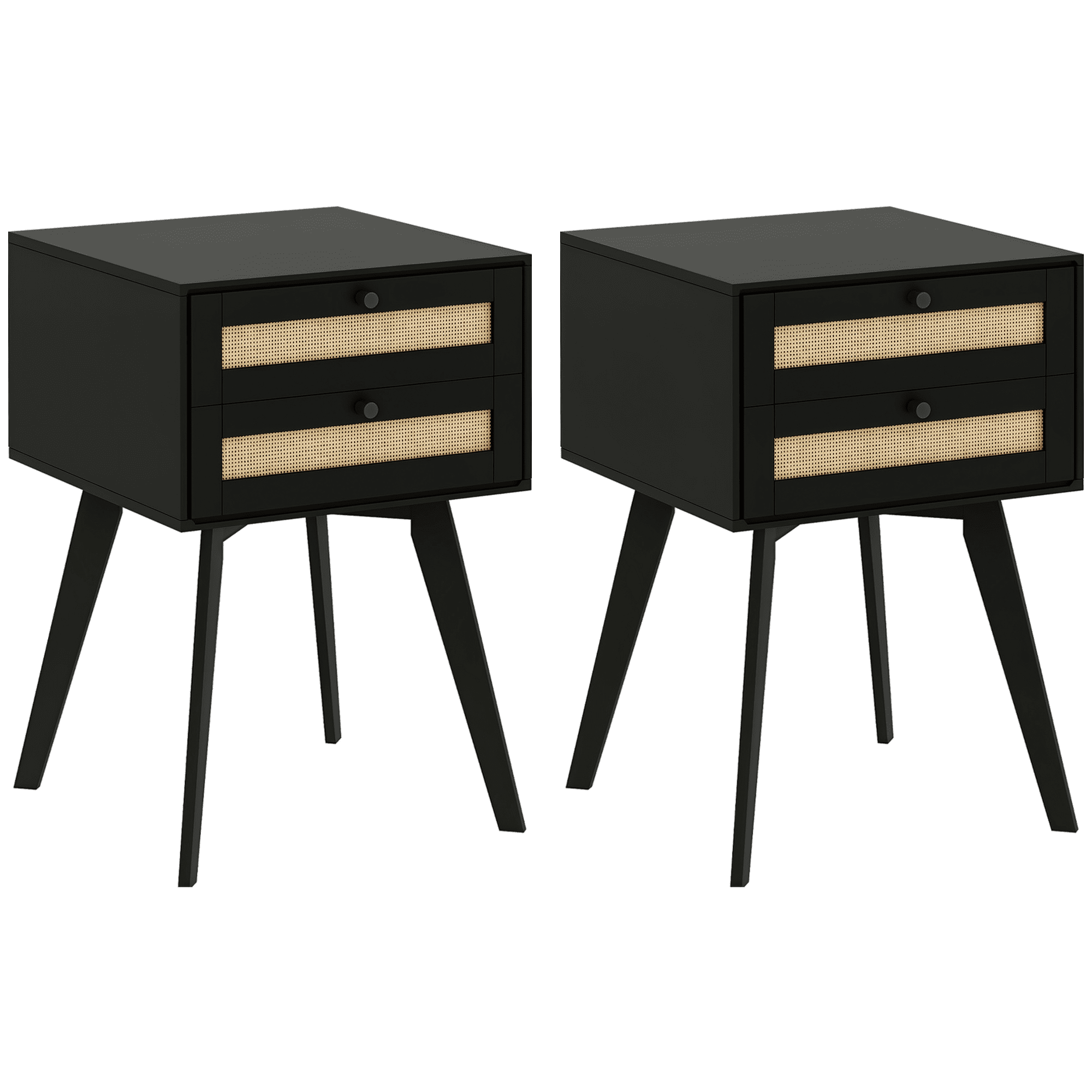 Click here for Homcom Bedside Table Set Of 2 With 2 Drawers  Ratt... prices