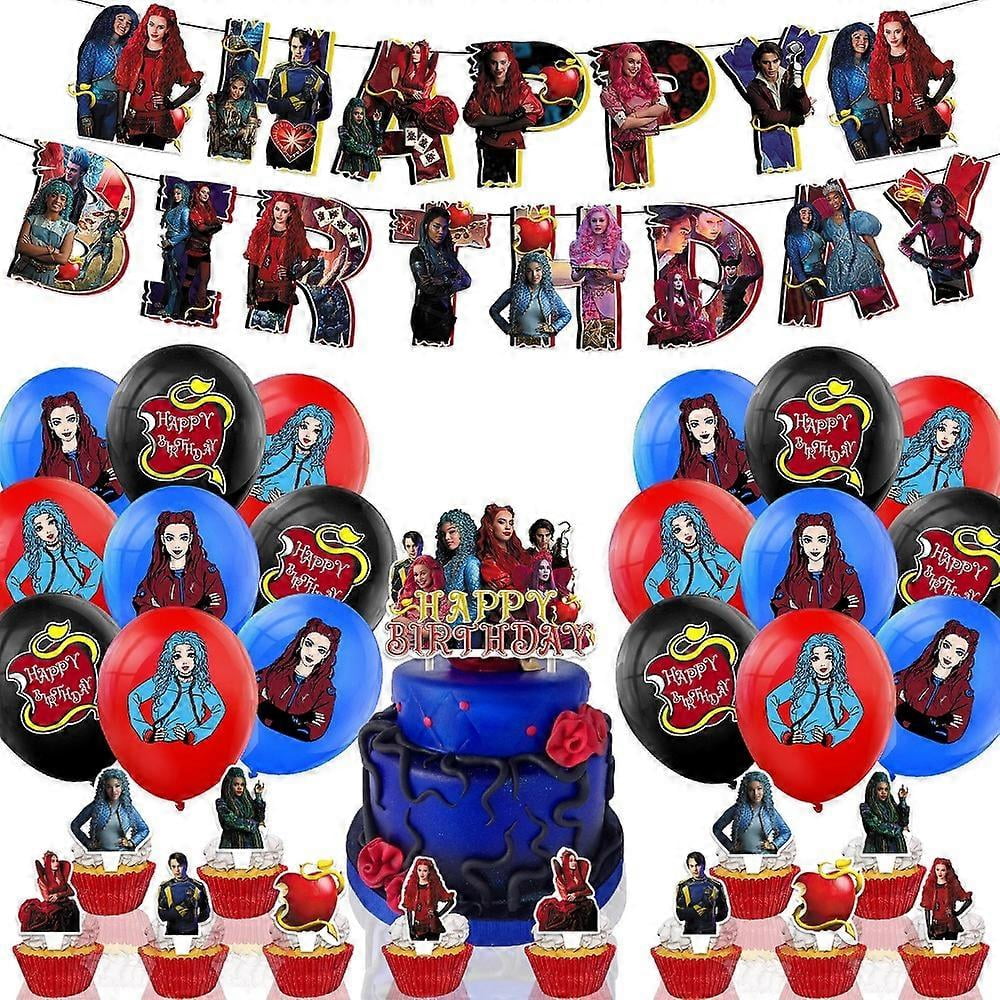 Descendants: The Rise of Red Theme Birthday Party Supplies Banner ...