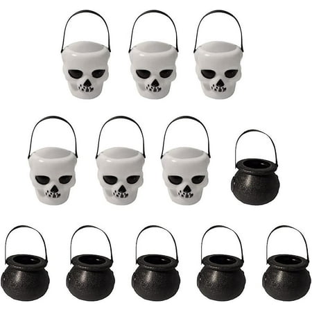 Halloween Candy Buckets,12pcs Skull Heads Witch's Cauldron Trick Or ...