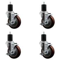 3.5 Inch Gray Poly Swivel 3/4 Inch Expanding Stem Caster with Brake SCC ...
