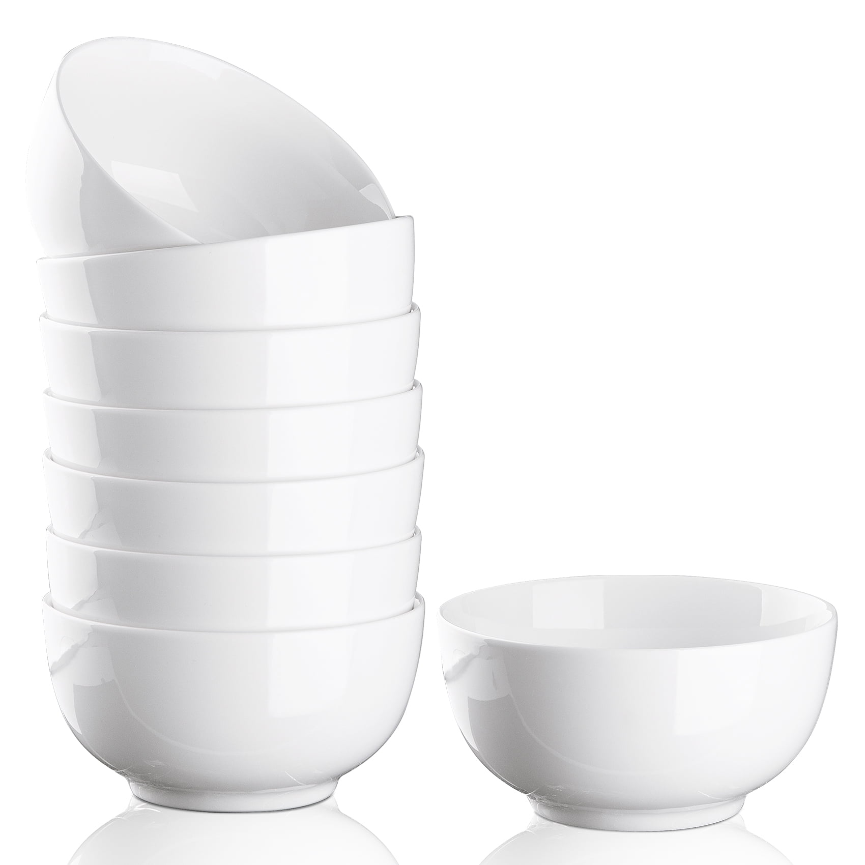 10 Ounce Porcelain Bowls Set, 8 Pieces 4.5 inch White Ceramic Bowls Set ...