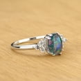 Black Opal Engagement Ring with CZ Cluster Sterling Silver Australian ...