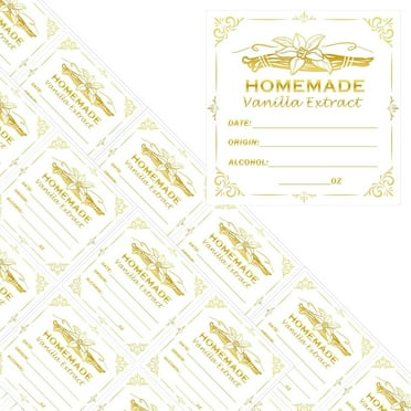 48pcs Kraft Homemade Vanilla Extract Stickers 1.5×2 inch Square ...