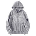 Essentials Hoodie for Women Gothic Vintage Butterfly Print Zipper Long ...