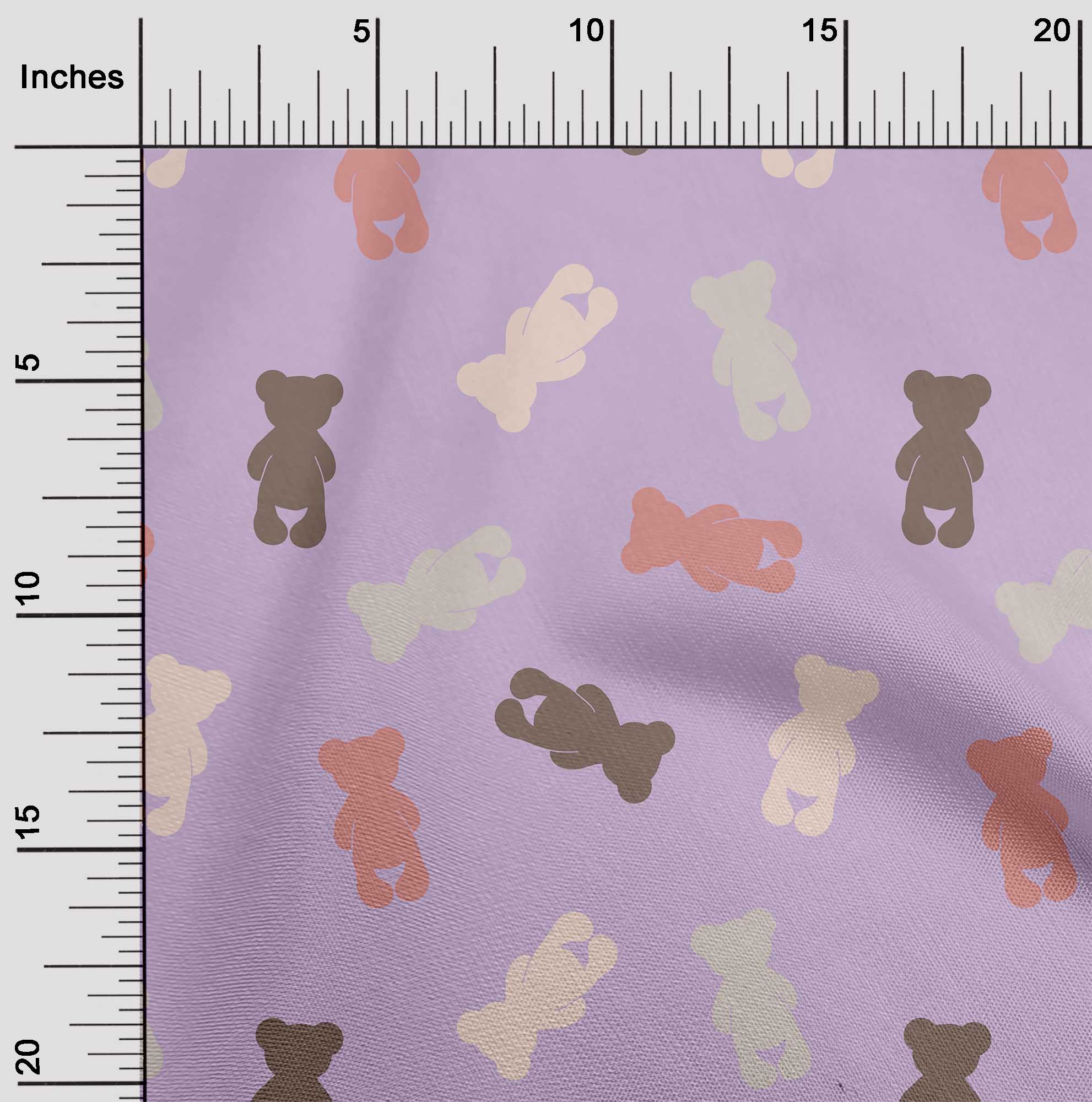 oneOone Viscose Chiffon Light Purple Fabric Teddy Bear Cartoon Fabric ...