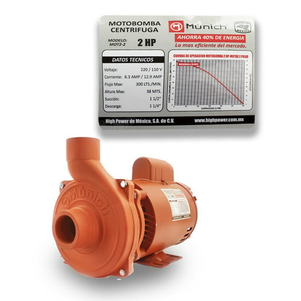 Motobomba Centrifuga Monofásica 2 Hp Munich Tecnología Alemana MOT2-2 ...