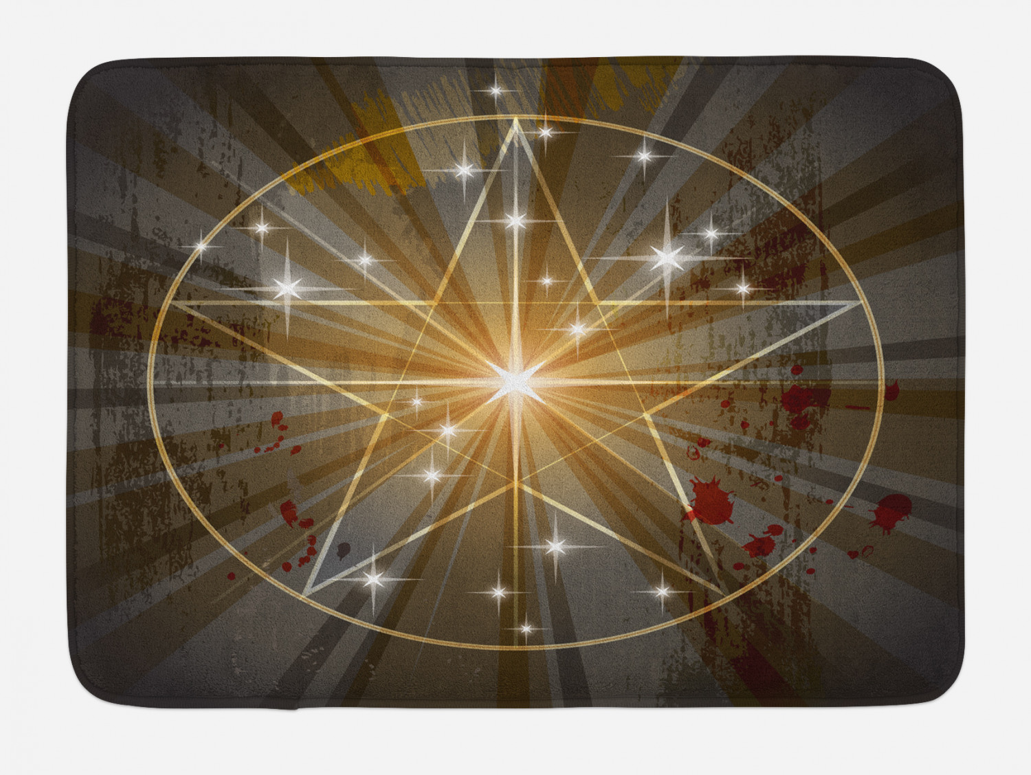 Pentacle Bath Mat, Medieval Mystic Pentagram on Radial Beam Background ...