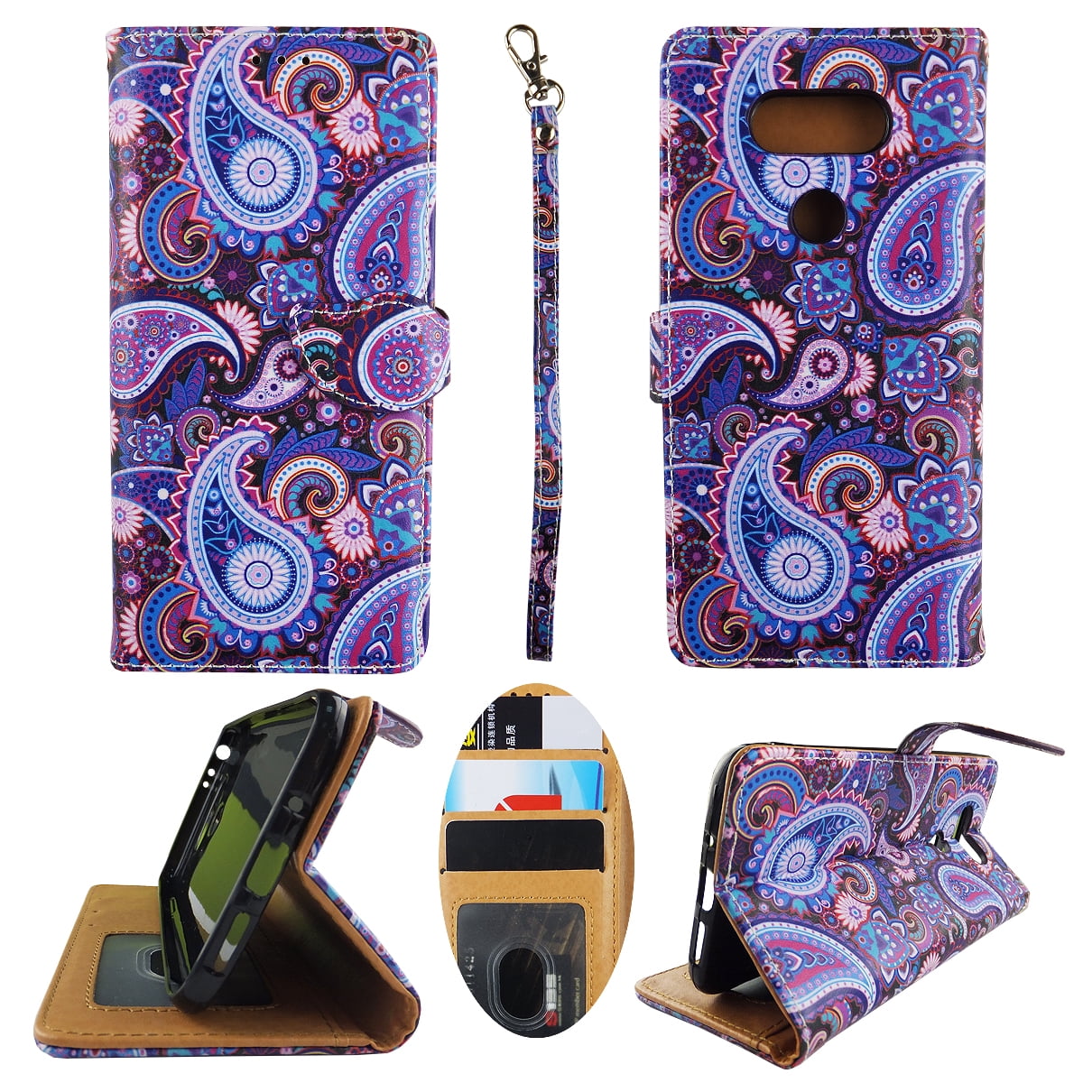 Purple Paisley Wallet Folio Case for LG G5 H820 HS992 H830 VS987 G 5 ...