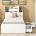EUROCO Wooden Twin Size Platform Bed with Storage Headboard, 2 Drawers ...