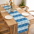 Blue Ocean Dolphin Cotton Linen Table Runner Nautical Waves Vintage ...
