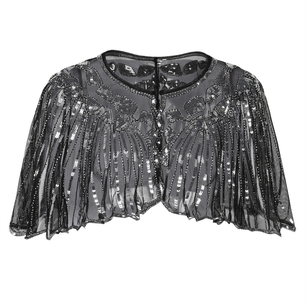 PrettyGuide Women's 1920s Shawl Beaded Sequin Deco Evening Cape Bolero ...
