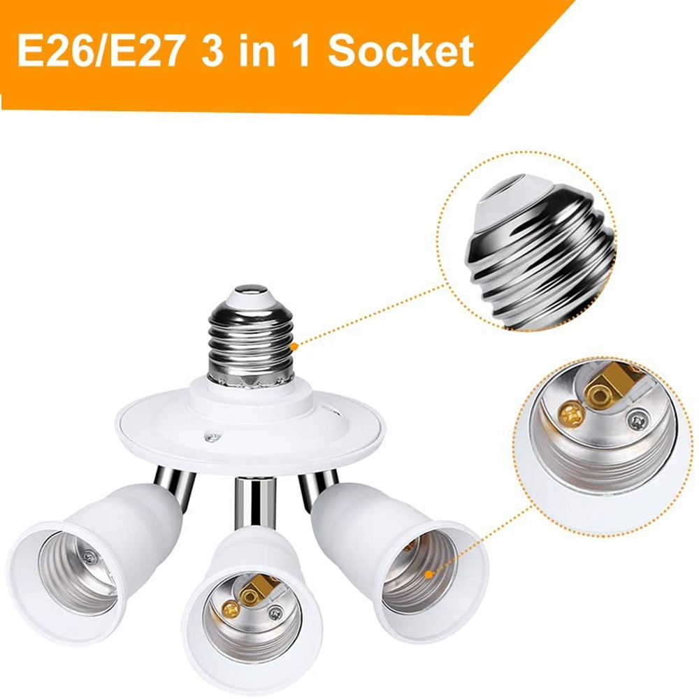 Buy Light Bulb Socket Adapter, 3-in-1 Light Socket Splitter E26 E27 ...