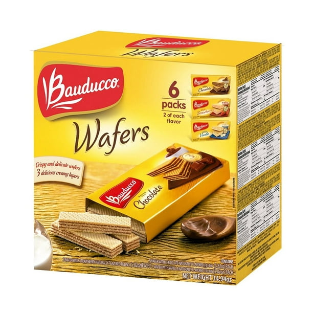 Pack of 6 - Bauducco Assorted Wafers, Chocolate, Vanilla, Strawberry (2 ...