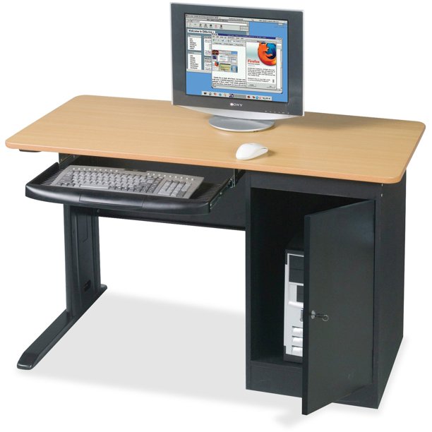 BALT LX48 Computer Security Workstation, 48w x 24d x 28-3/4h, Teak ...