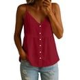 Ceisia Women's V Neck Spaghetti Strap Cami Top Casual Button Down ...