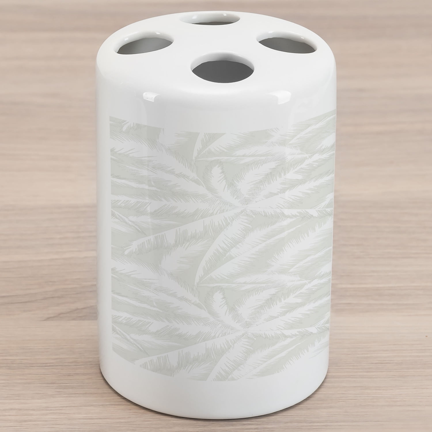 Abstract Ceramic Toothbrush Holder, Sketchy Palm Leaves Jungle Foliage ...