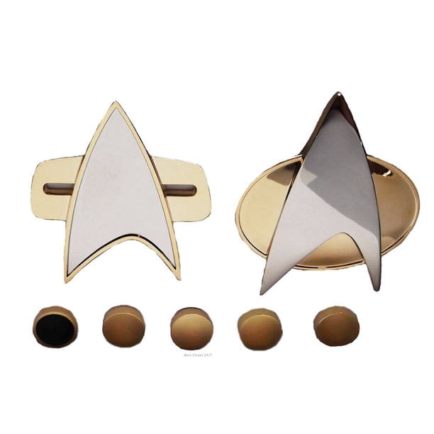 Star Trek Next Generation & Voyager COMMUNICATOR Pin & RANK Pip 7 Piece ...