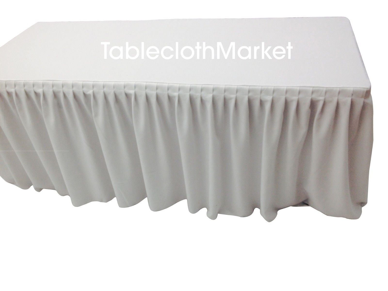 8' Fitted Polyester SINGLE Pleated Table Skirting Cover w/Top Topper 24 ...