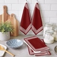 1 Pack Red White Kitchen Towels Geometric Greek Key Bordered Abstract ...