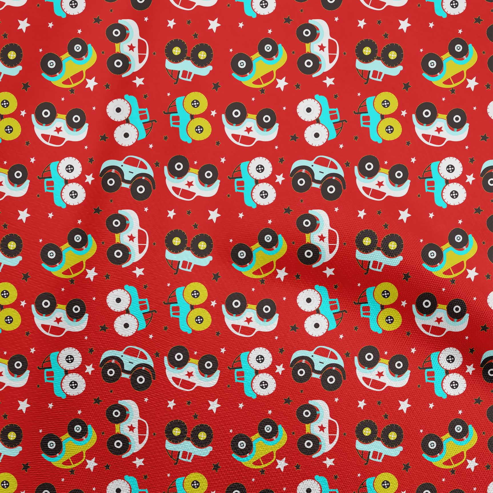 oneOone Cotton Poplin Red Fabric Cars Kids Nursery Sewing Material ...