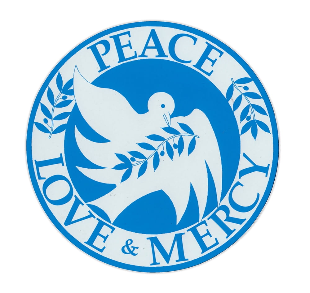 Magnetic Bumper Sticker - Peace Love and Mercy (Doves) - Round Magnet ...