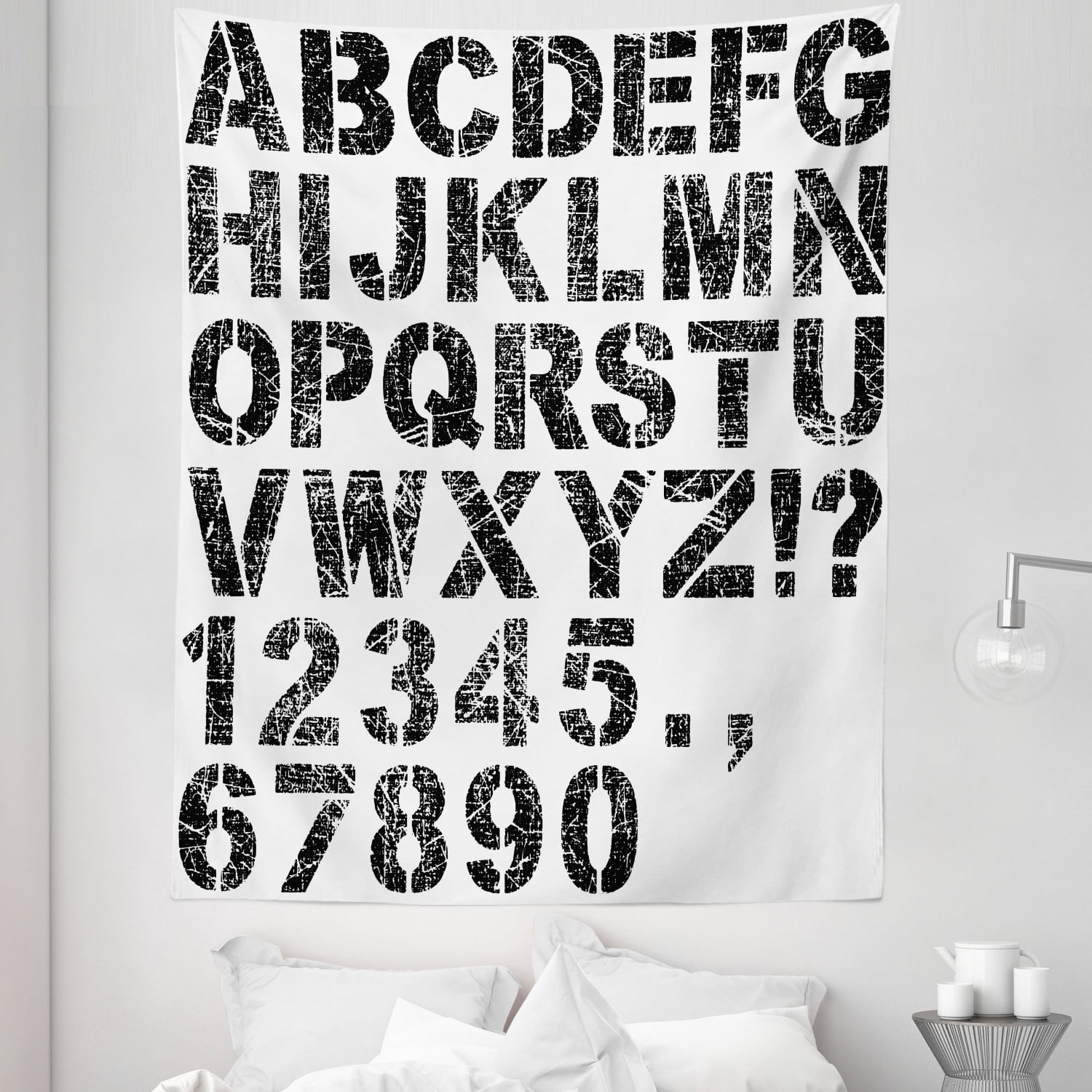 Letter Tapestry, Alphabet Concept Grunge Stencil Letters and Numbers ...