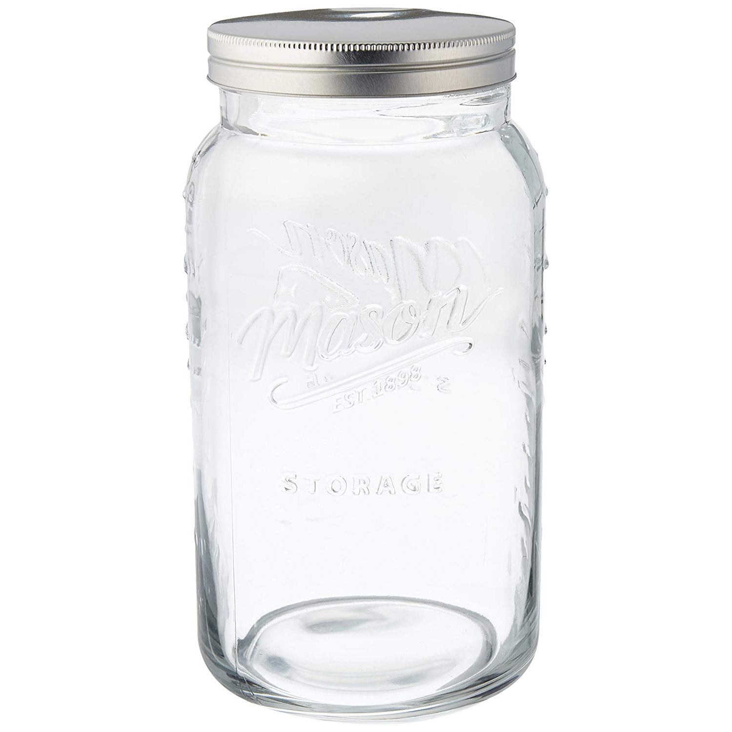 Grant Howard 50777 136 Ounce Jumbo Embossed Glass Mason Storage Jar ...