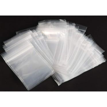 100 Resealable Ziplock Bags, Clear Poly Plastic Baggies for Small ...
