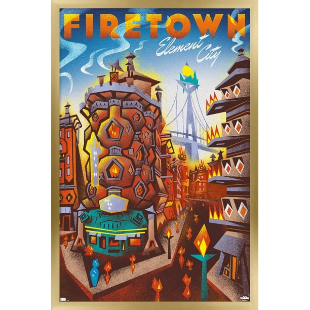 Disney Pixar Elemental - Firetown Wall Poster, 22.375" x 34" Framed ...
