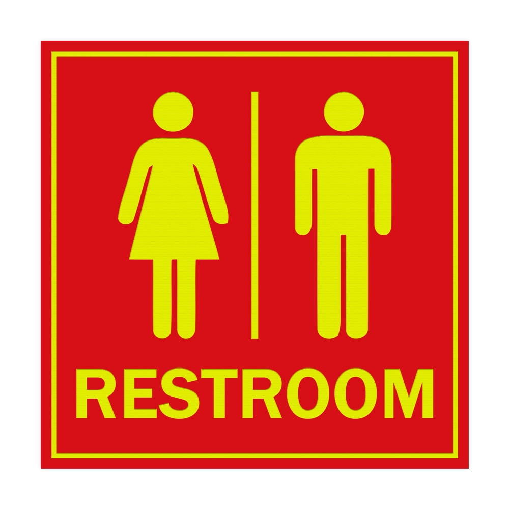 Square All Gender Restroom Sign (Red/Yellow) - Large - Walmart.com