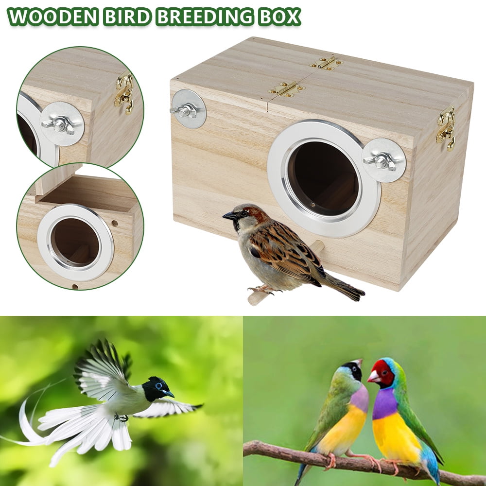 Cabilock Parakeet Nest Box Budgie Nesting House Rustic Cockatiel ...
