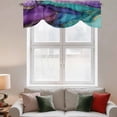 Abstract Art Purple Tie Up Valances Curtain, Blue Gold Marble Texture ...