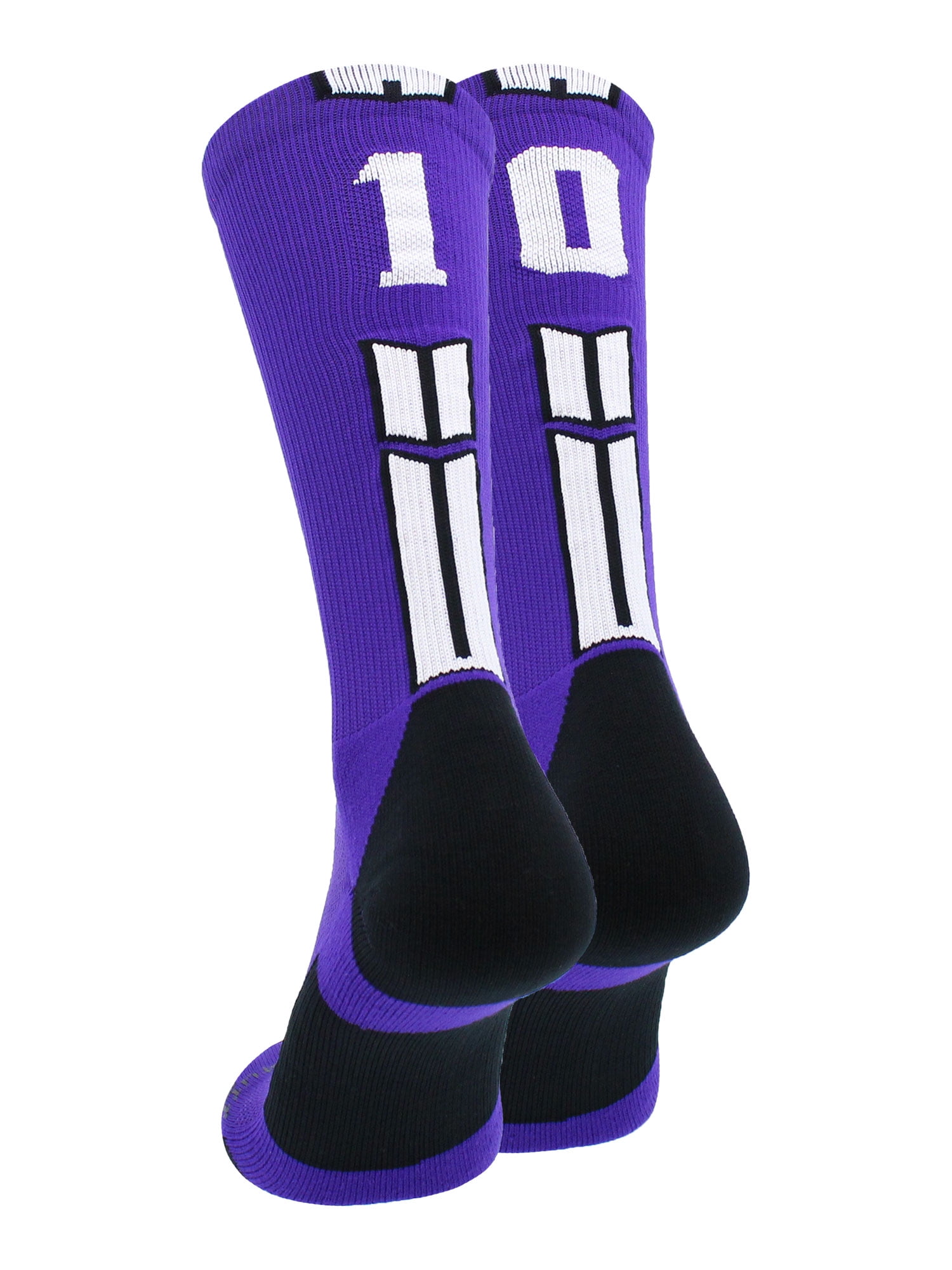 Purple/White Player Id Crew Number Socks (#10, Large) - Walmart.com