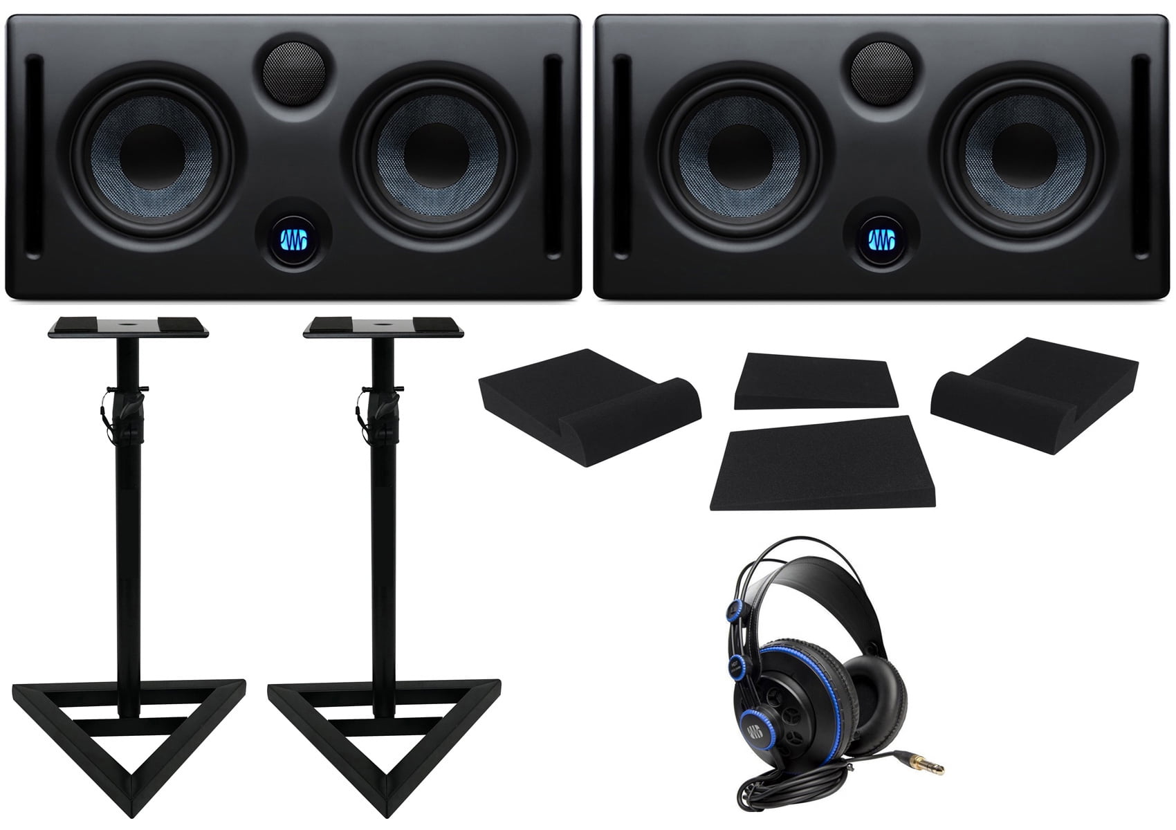 (2) Presonus ERIS E44 85w Active Dual 4" Studio Monitors+Headphones ...