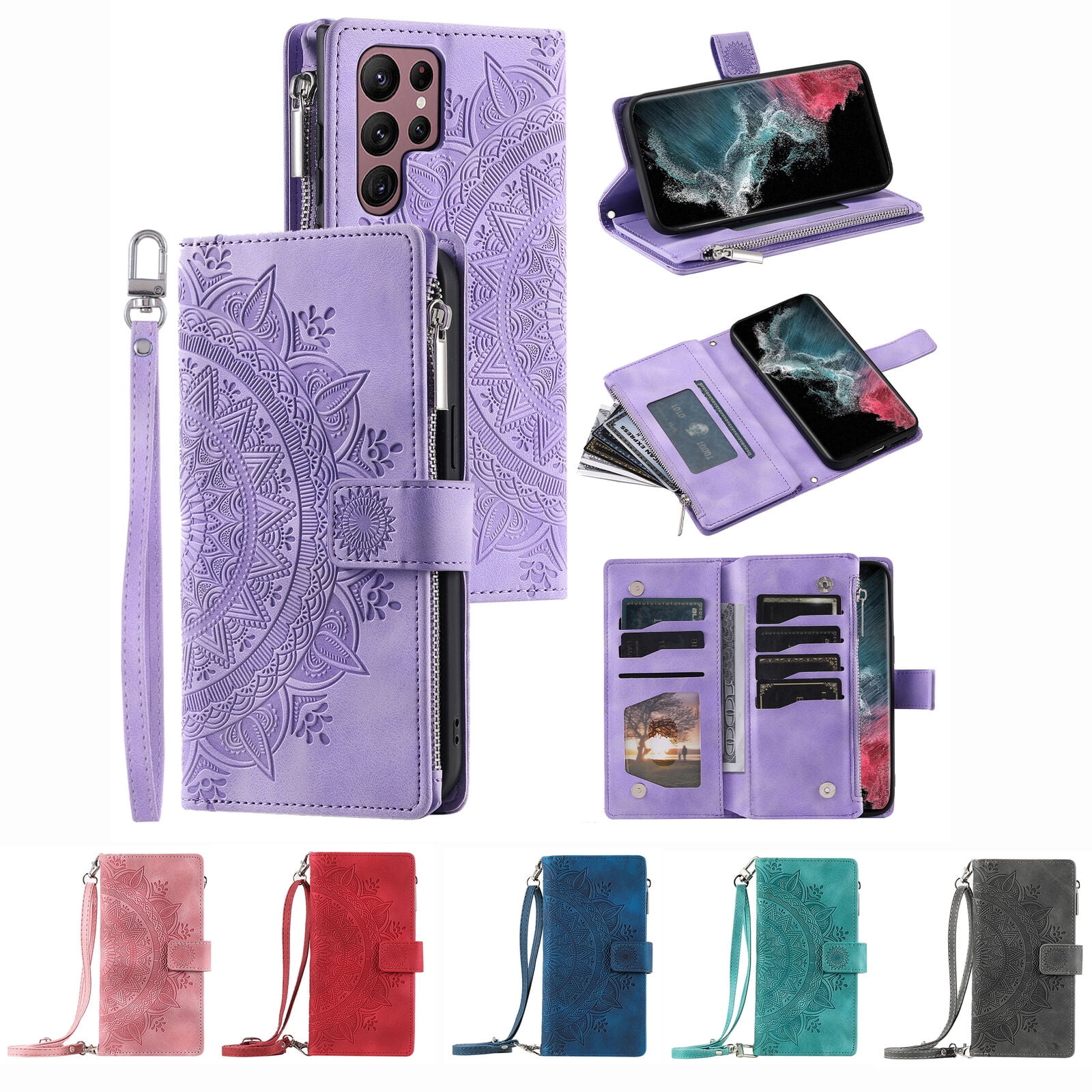 Samsung Galaxy S23/S23+/S23 Ultra Shockproof Leather Wallet Case with ...