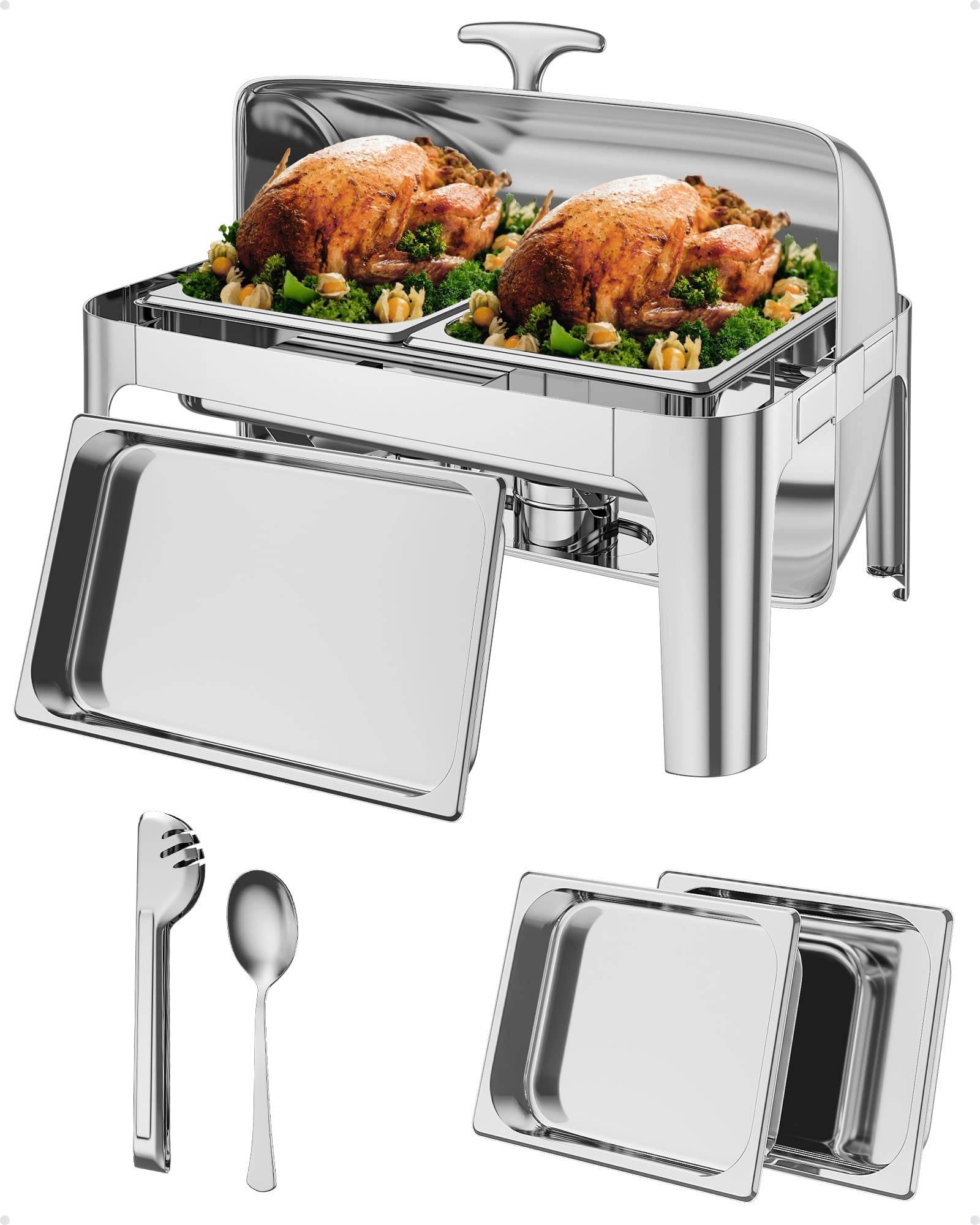 DSstyles Buffet Set, 9QT Stainless Steel Food Warmer, Stainless Steel ...