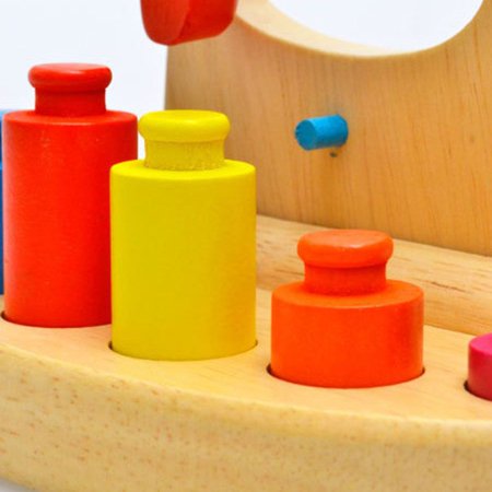 Small Wooden Balance Scale and 6 Weights Kids math steelyard toy ...