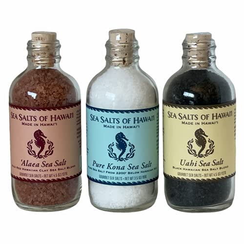 Sea Salts of Hawaii Variety 3 Pack, Alaea Red Clay Salt, Kona Pure ...