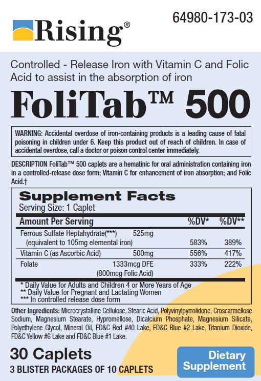 Buy Rising Pharma - FoliTab 500 - Elemental Iron with Vitamin C and ...