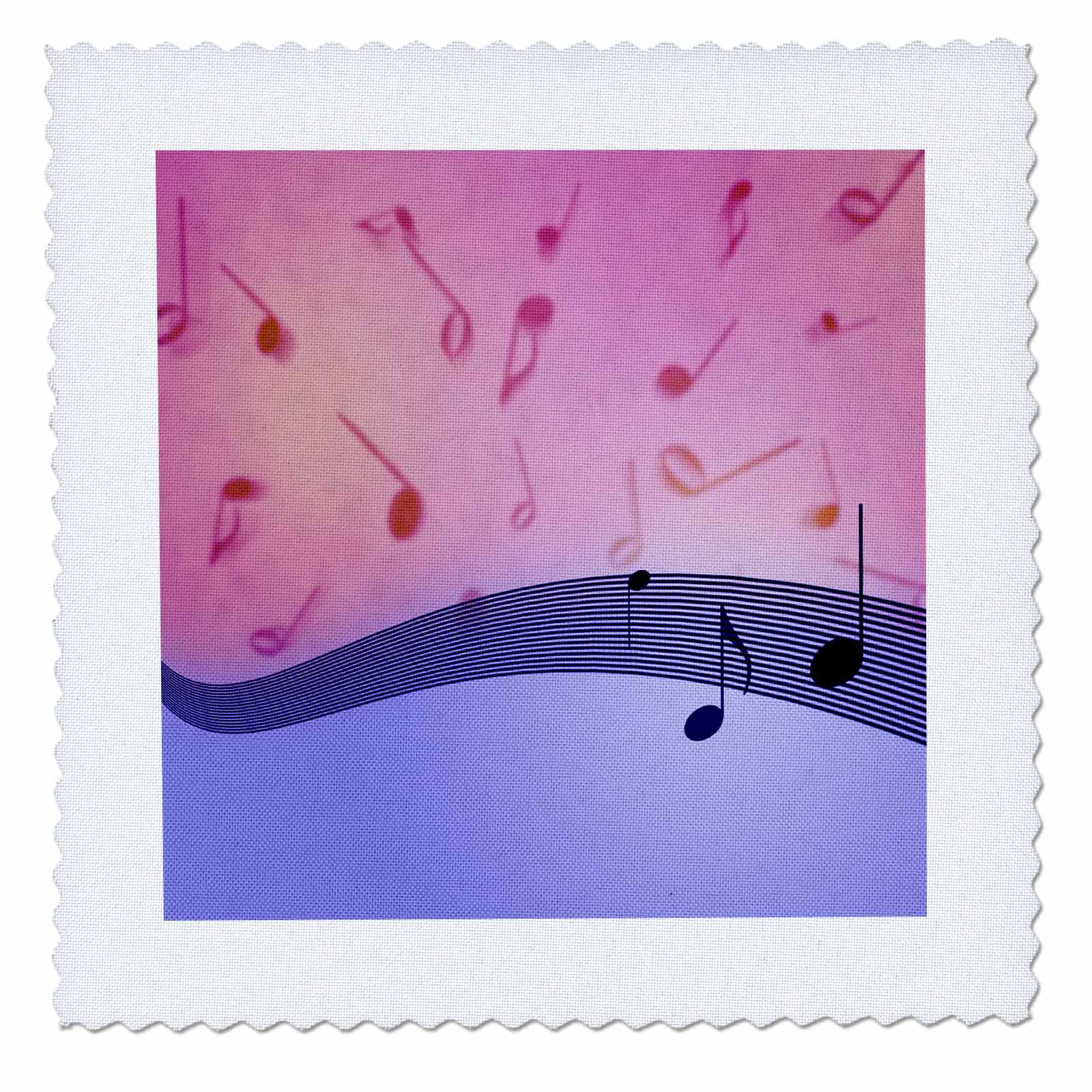 3dRose Musical Notes On A Two Tone Purple and Blue Background - Quilt ...