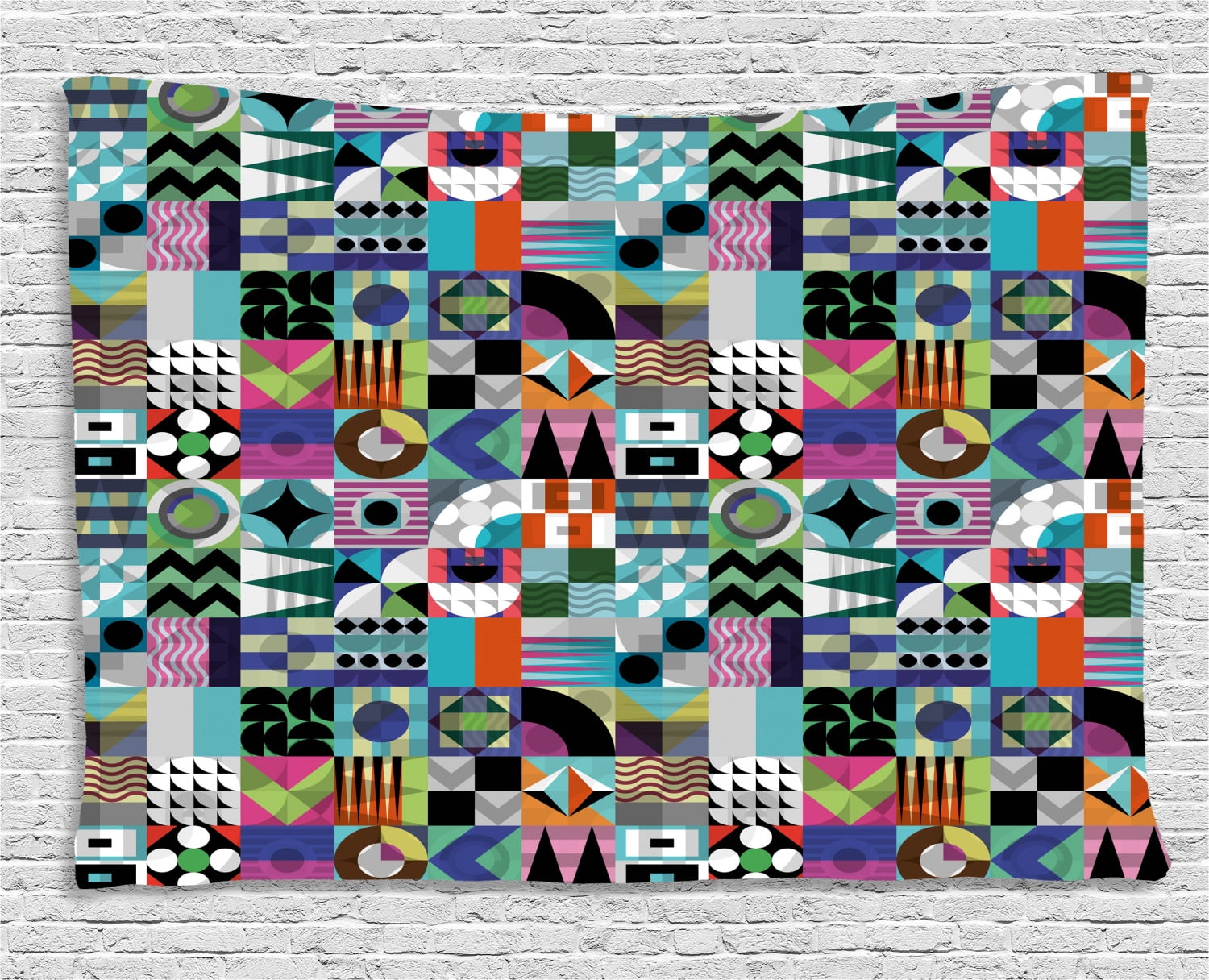 Mid Century Tapestry, Mix of Various Different Geometric Shapes in ...