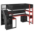 LOOM Twin Size Wooden Gaming Loft Bed with Storage Stairs,Desk,Shelves ...