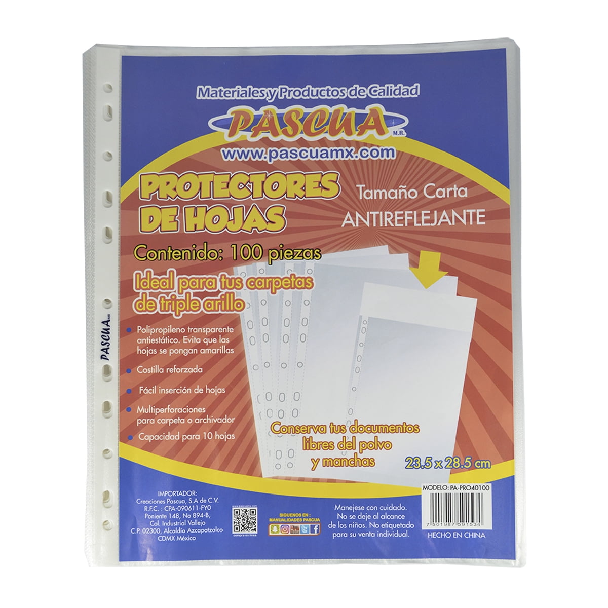 Protector de Hoja PASCUA Tamaño carta Transparente 100 Piezas | Walmart ...