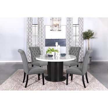 Coaster Florence 7-piece Round Wood Dining Set Rustic Smoke and Oatmeal ...